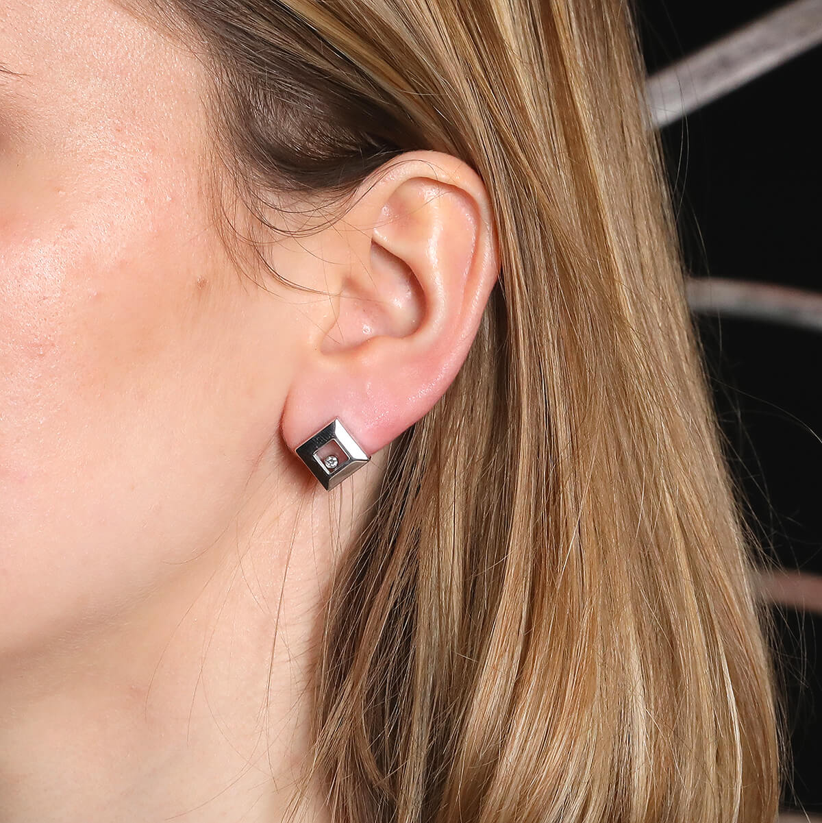 chopard square diamond earrings